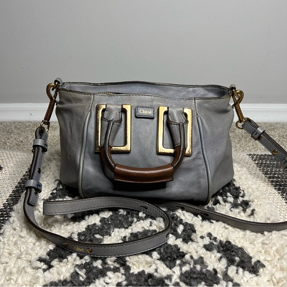 Chloe | Bags | Chloe Blue Leather Mini Ethel Satchel Handbag With ...